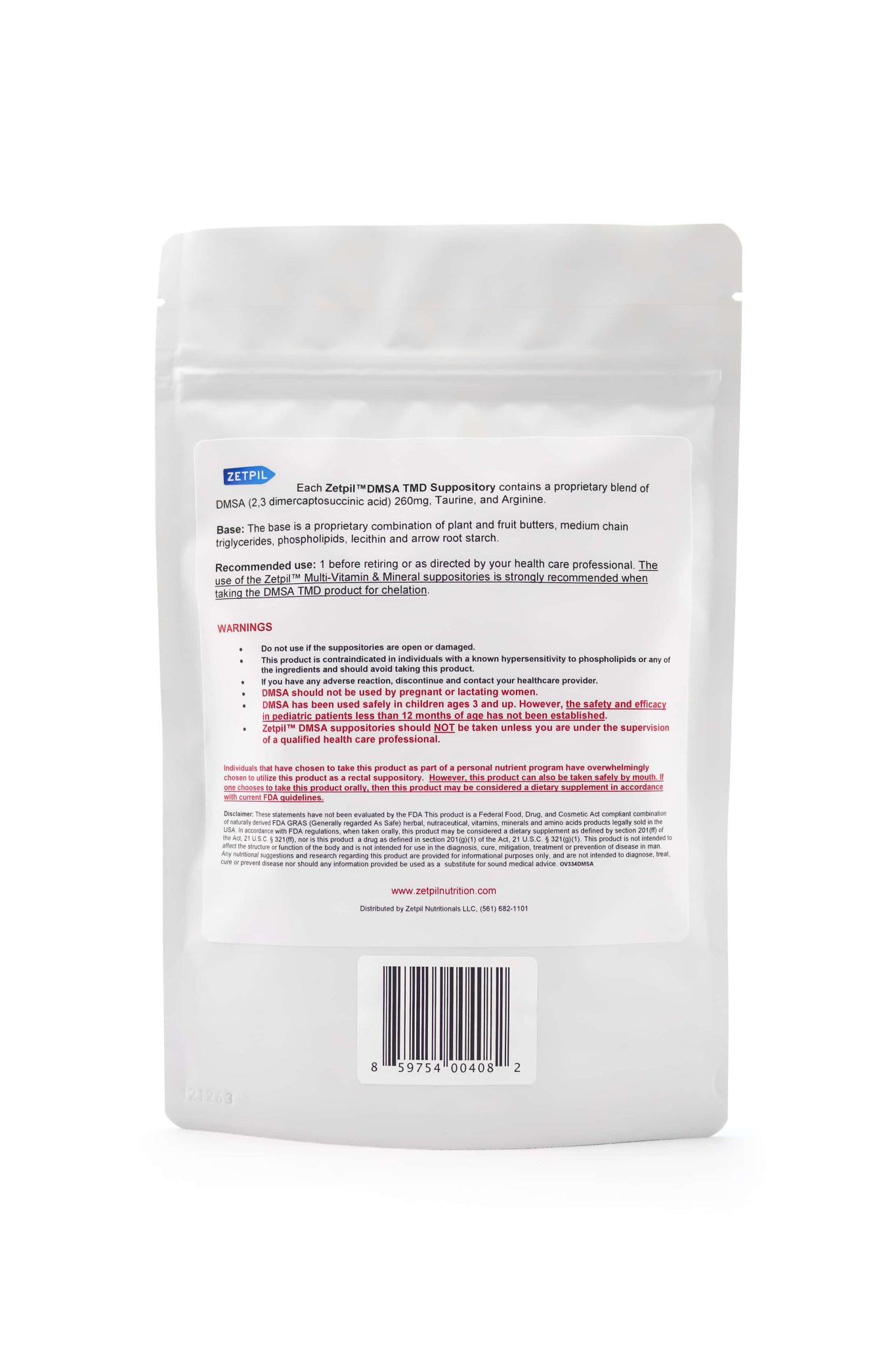 Zetpil™ DMSA Chelation Suppository (PRE-ORDER NOW. EXPECTED TO SHIP ...